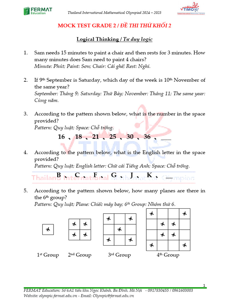 P2-Mock Test Timo Qgia 24-25 | PDF | Mathematics