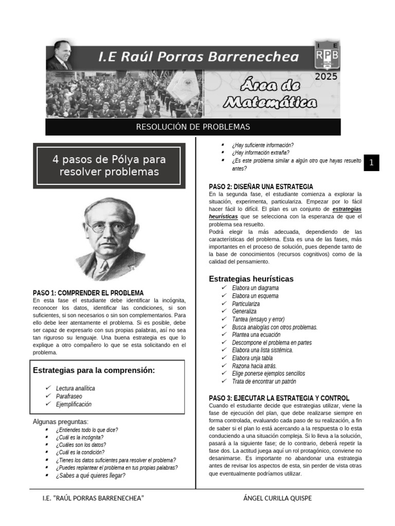 4 Pasos de Polya | PDF | Heurístico | Pensamiento