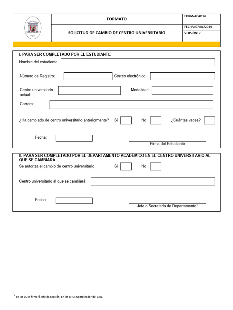 Formato Cambio de Sede | PDF