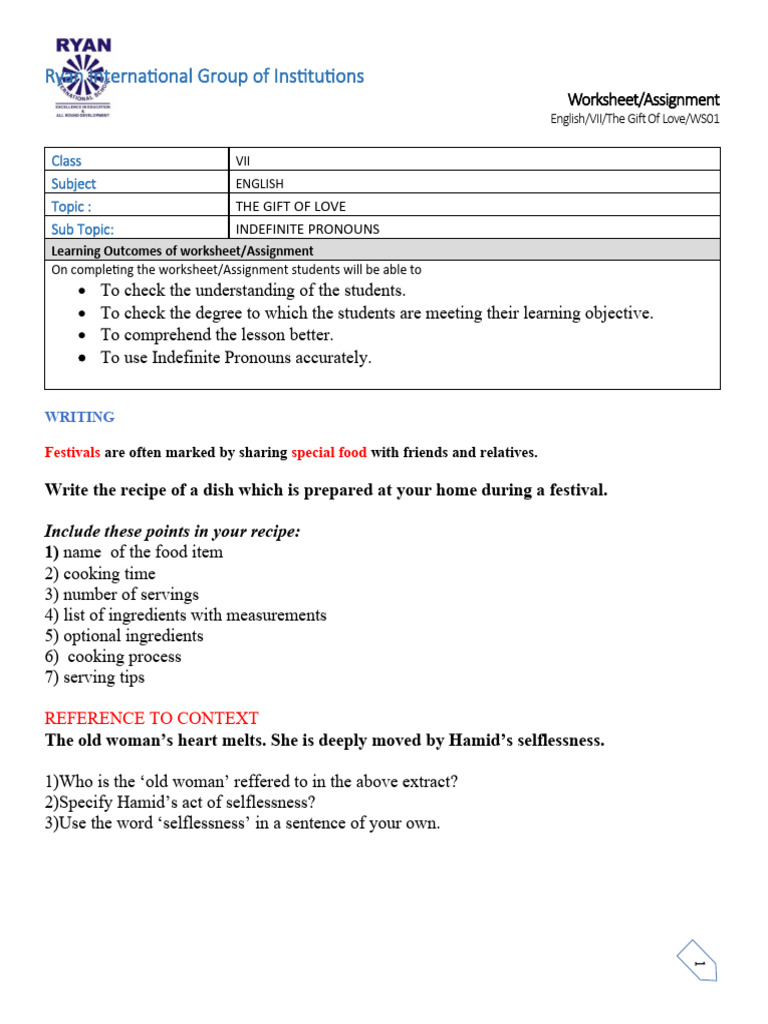 Worksheets Gift of Love - PDF - Ic32948 | PDF