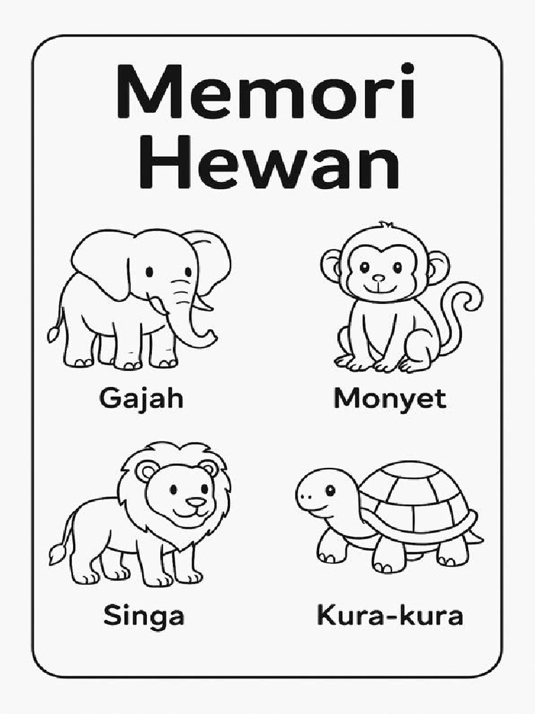Memori Hewan Buku Mewarnai | PDF