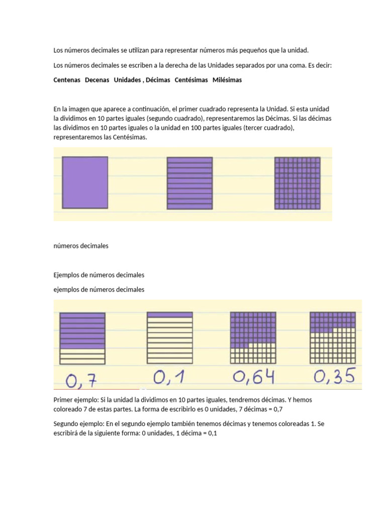 Introducción a los Números Decimales | PDF