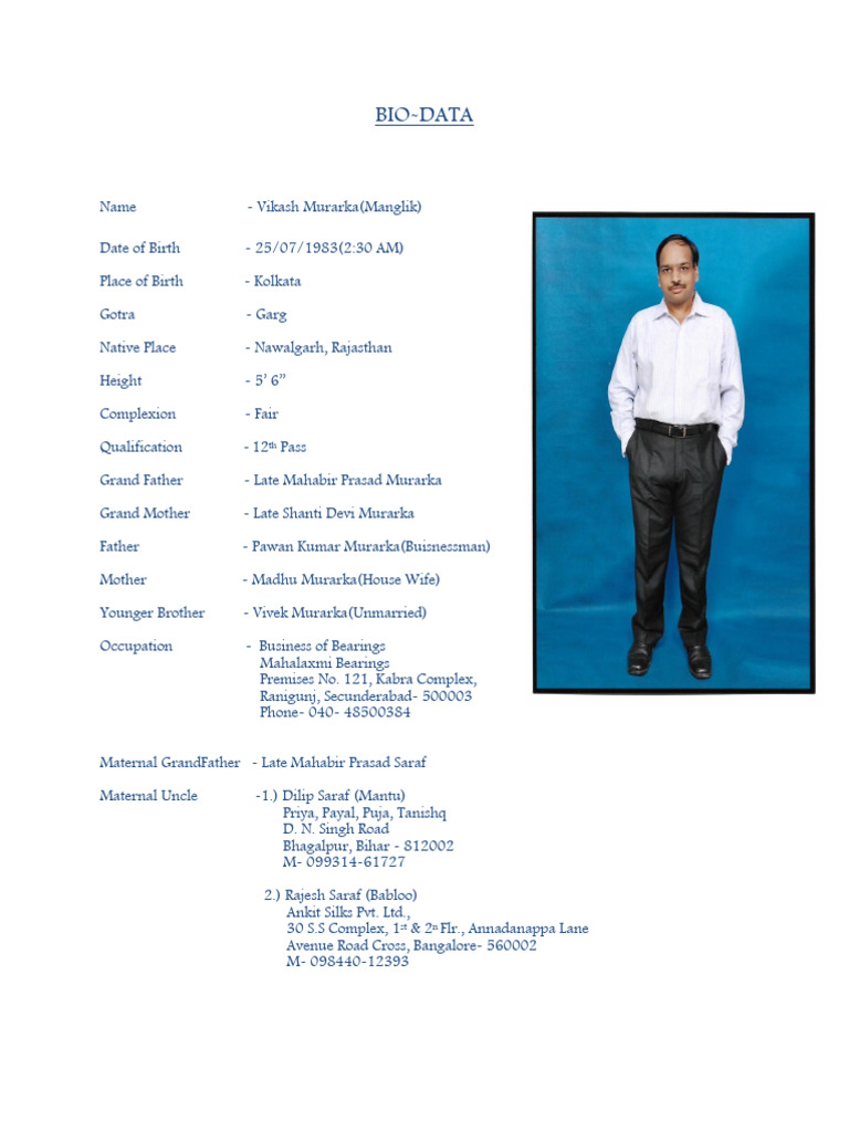 Bio Data Vikash 1 | PDF