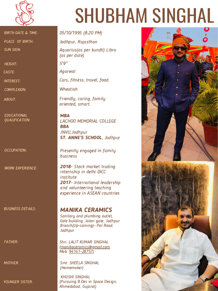 Bio-Data Shubham Singhal Final. (2) | PDF