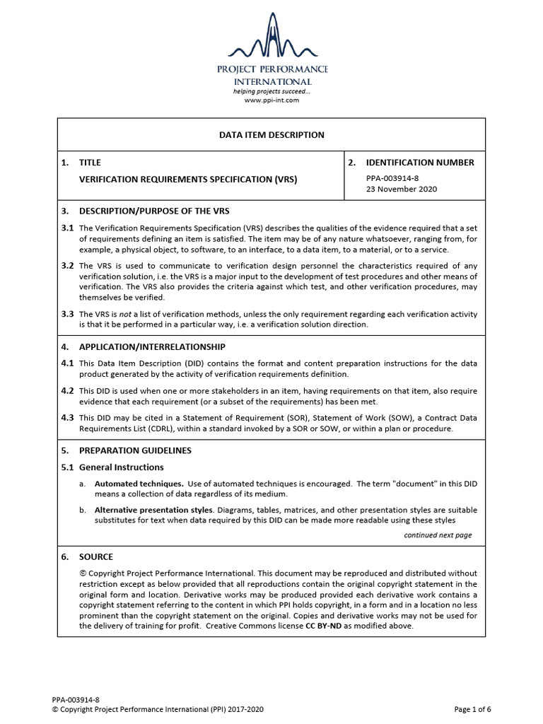 Ppa 003914 8 Ppi Did VRS 201123 | PDF | Specification (Technical Standard) | Verification And ...