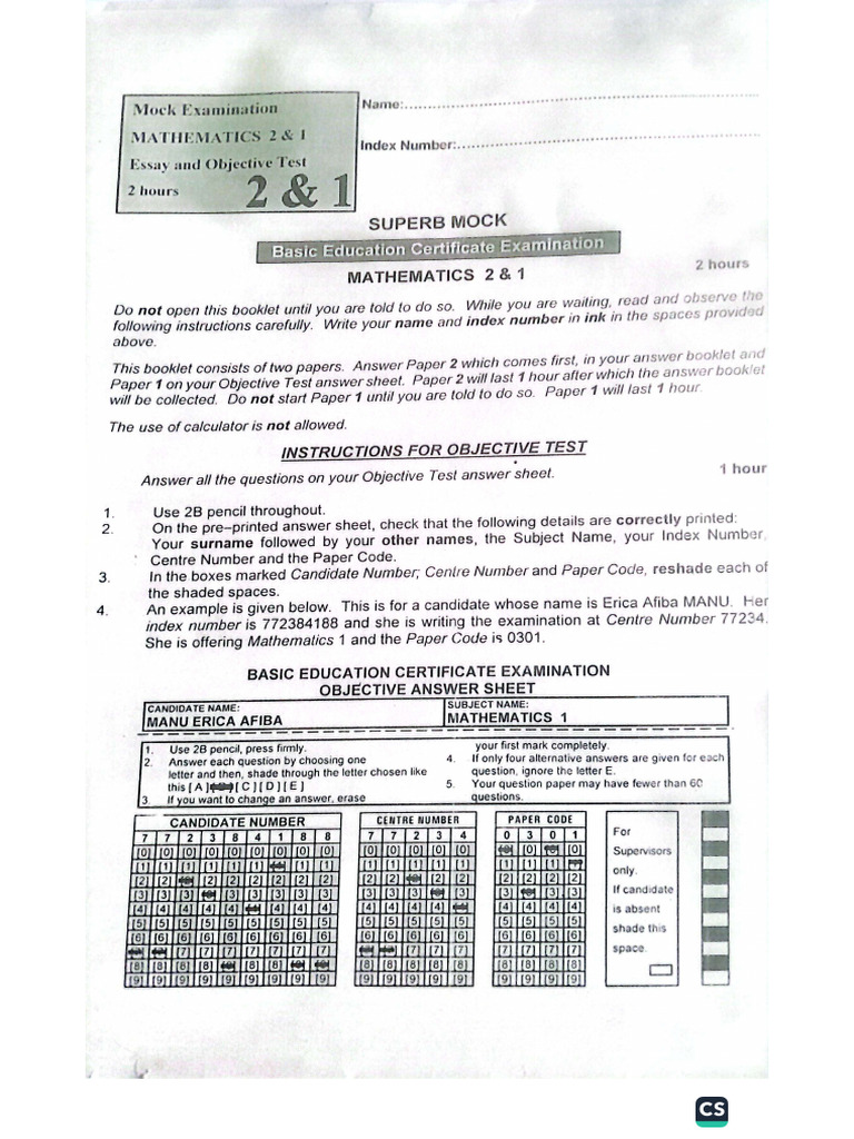 Superb Mock Mathematics | PDF