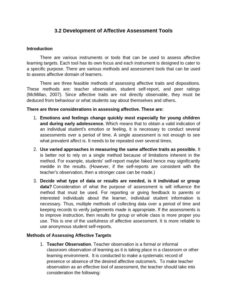3.2 Development of Affective Assessement Tool - 2 | PDF | Self Report ...