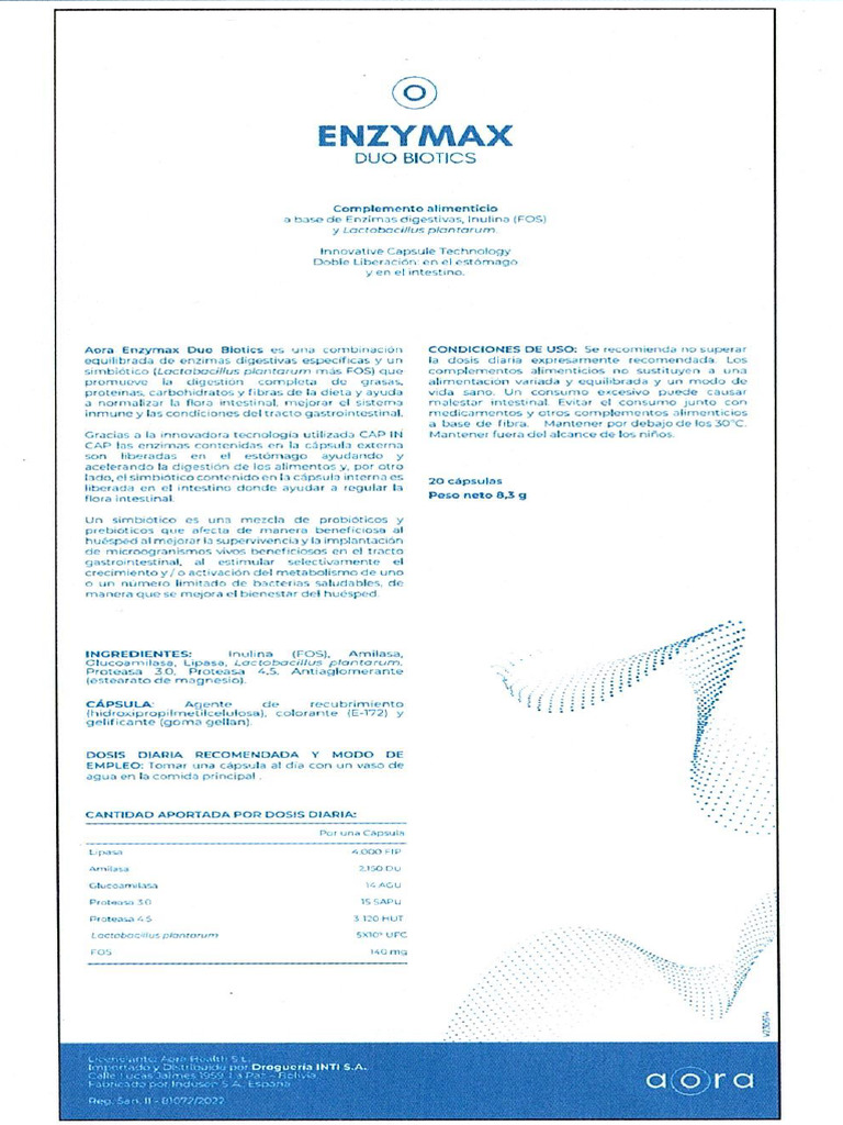 Posologia ENZYMAX DUOBIOTICS - CÁPSULA | PDF
