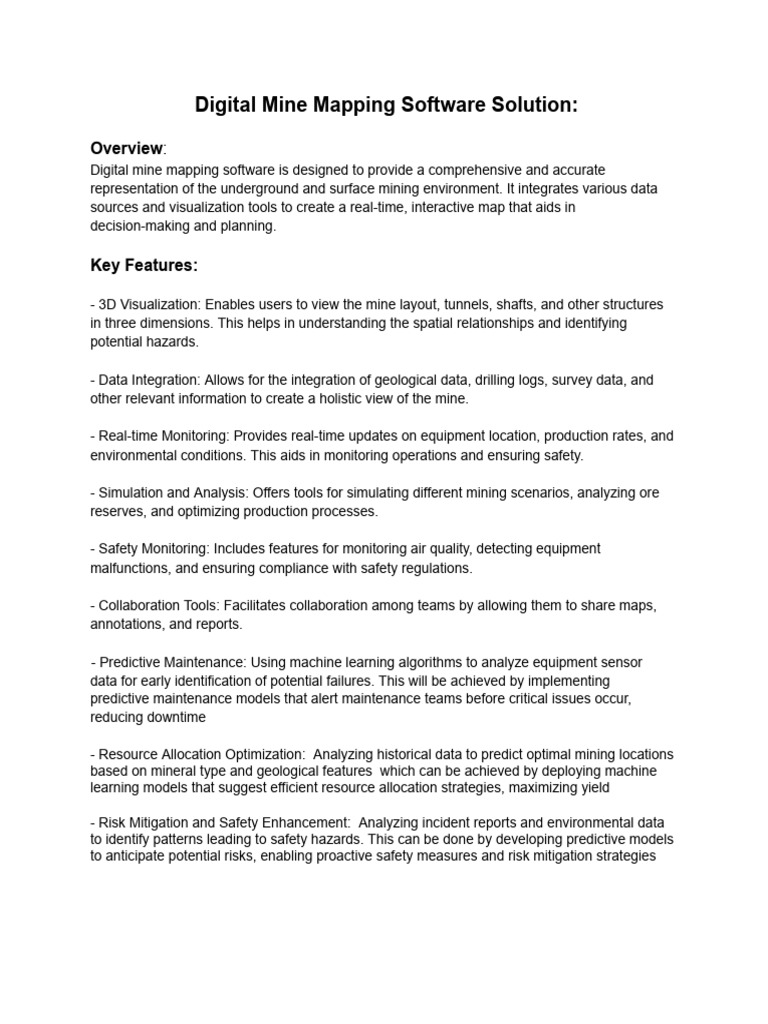 Digital Mine Mapping Software Solution | PDF | Geographic Information System | Mining