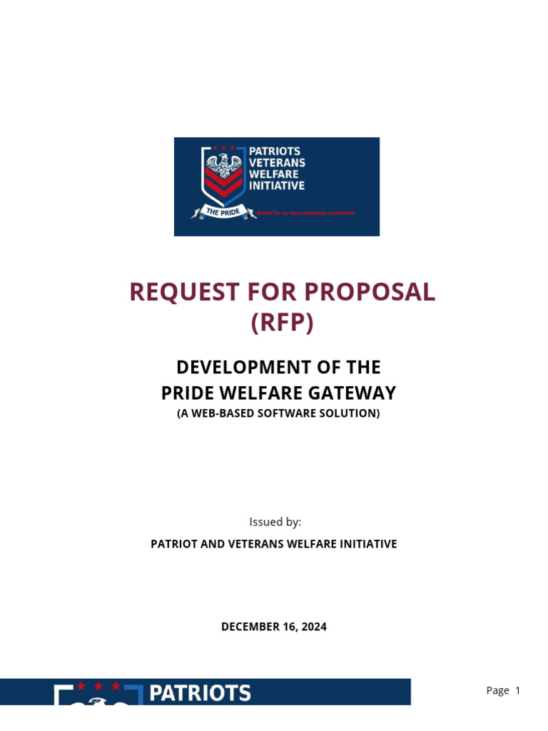 Request For Proposal - PRIDE WELFARE GATEWAY | PDF | Non Governmental ...
