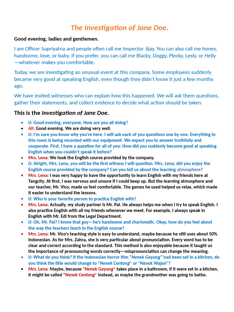 Jane Doe English Course Investigation | PDF | English Language | Human ...