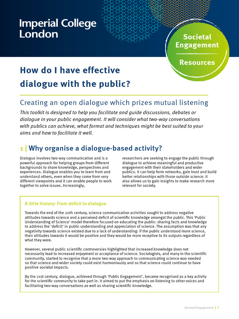 Effective Public Dialogue Toolkit | PDF | Science | Knowledge