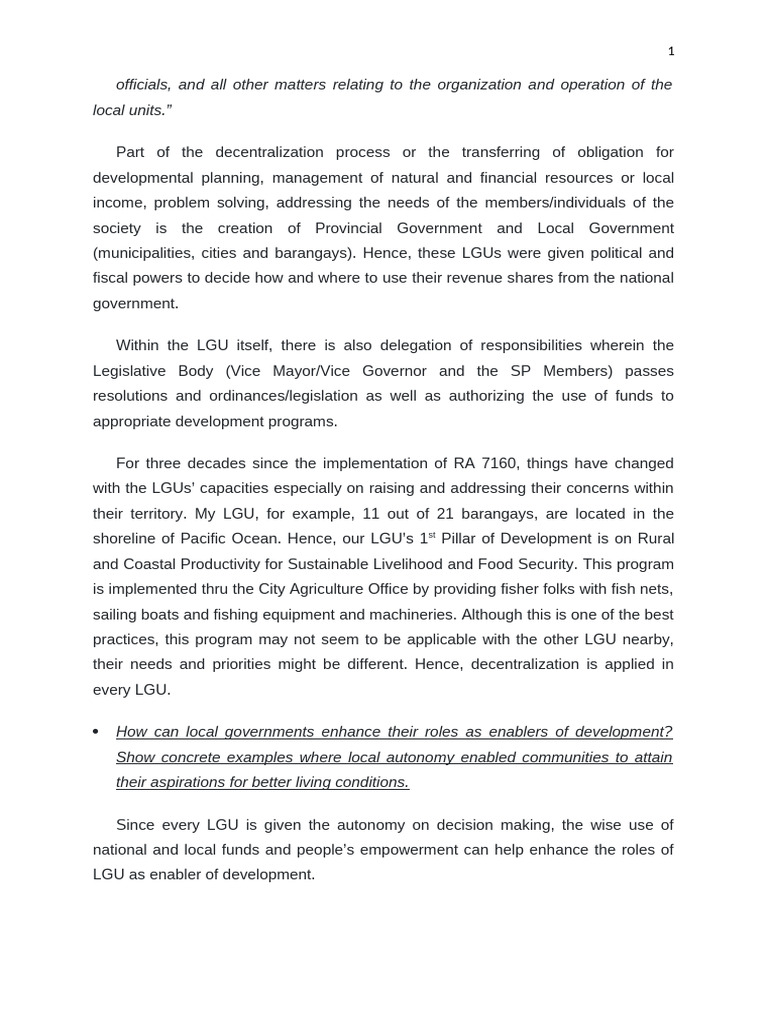 Enhancing Local Government Autonomy | PDF