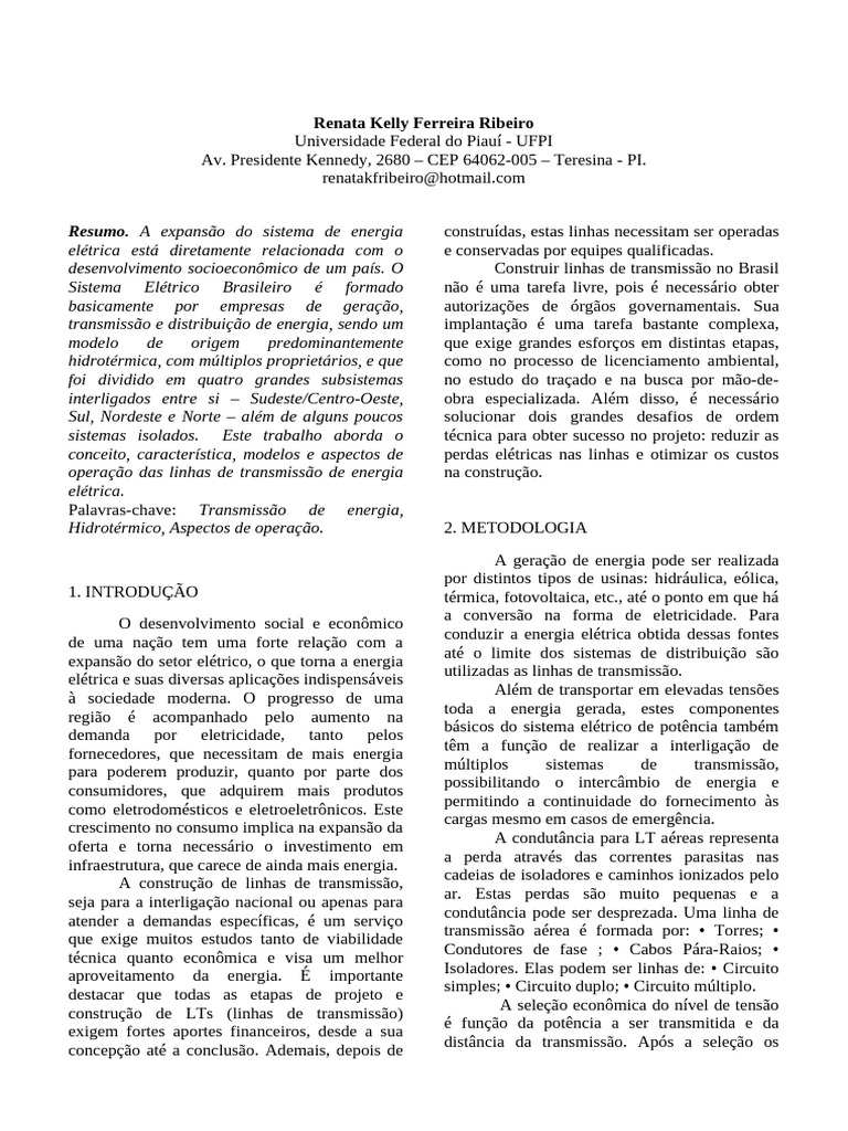 Renata - Linhas de Transmissao | PDF | Transmissão de energia elétrica ...