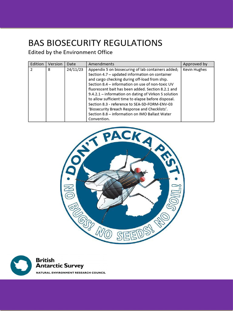 BAS Biosecurity Regulations Update 2023 | PDF | Antarctica