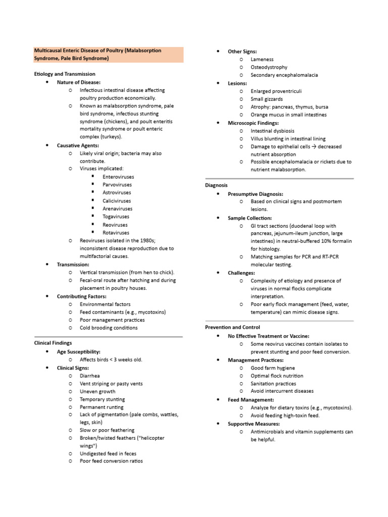 Multicausal Enteric Disease of Poultry and Marble Spleen | PDF ...
