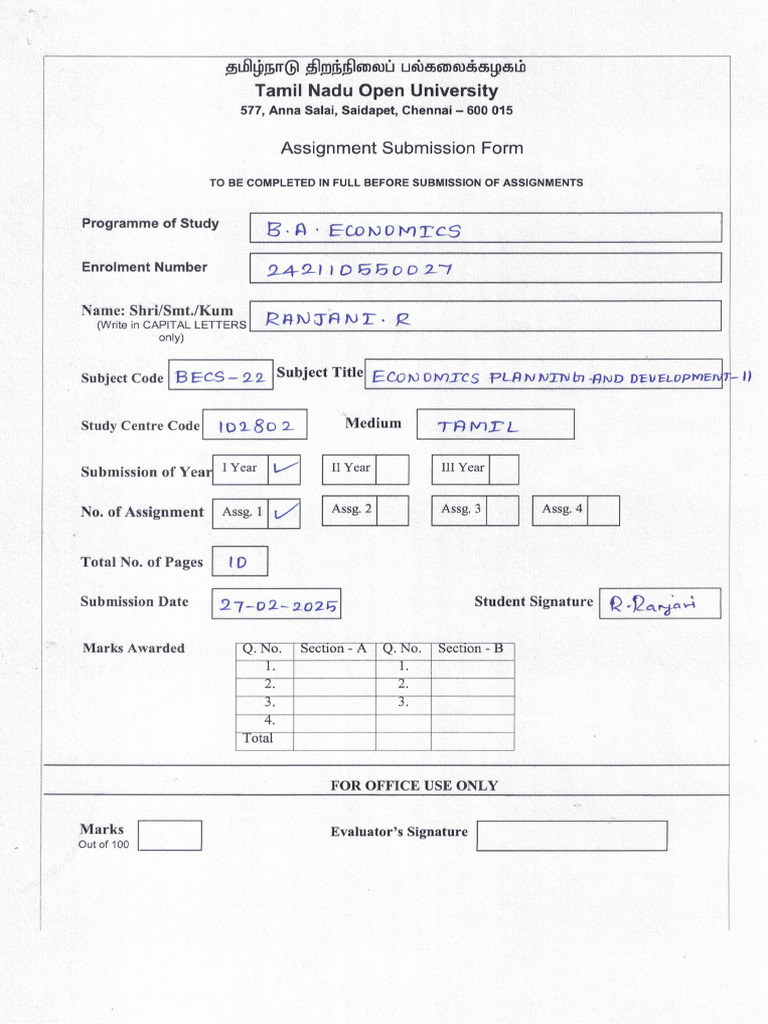 Economics Planning and Development - II (Assignment-1) | PDF