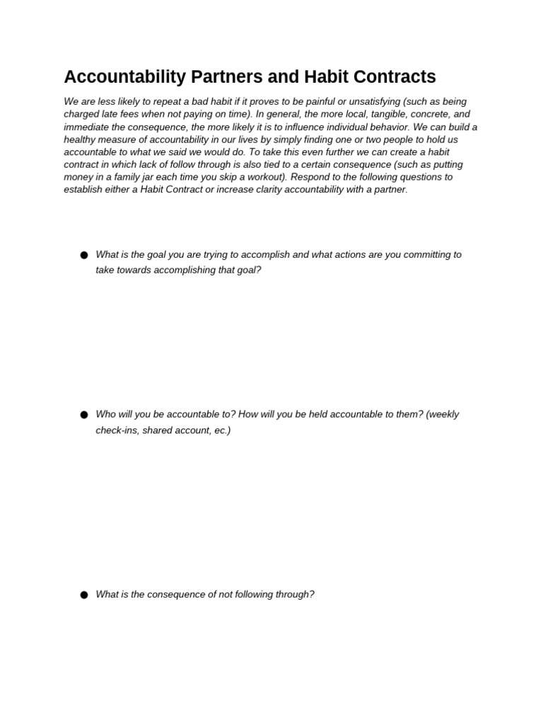 Exercise 8 - Accountability Partners (Ch. 17&18) | PDF