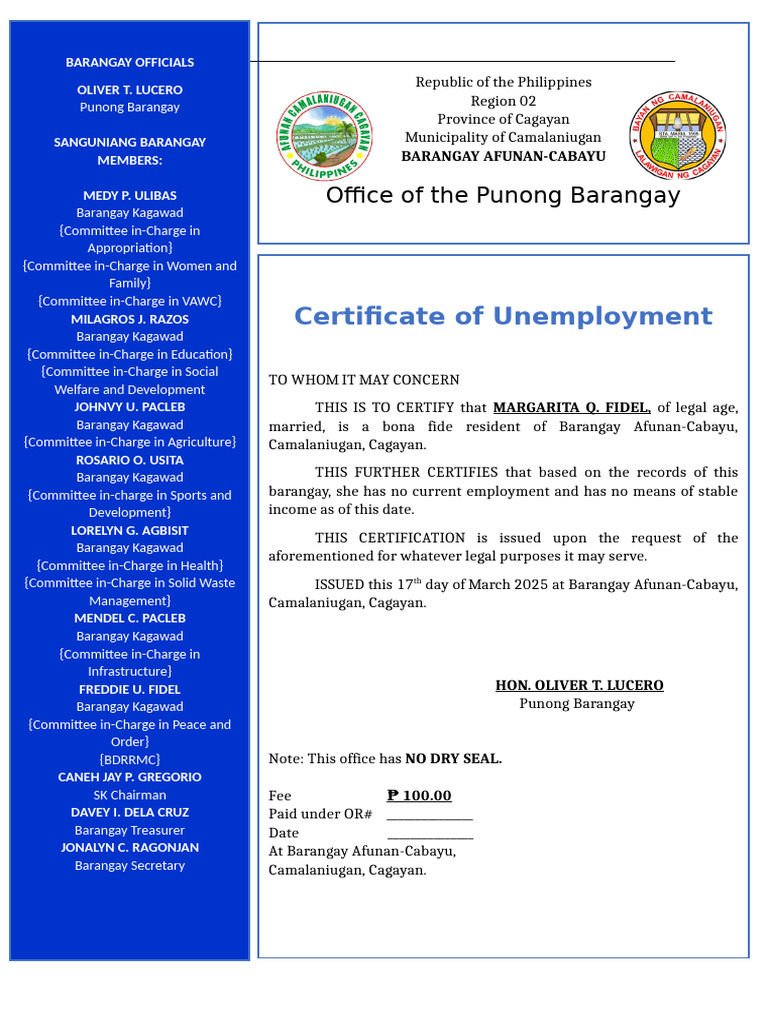 Certificate of Unemployment | PDF | Economies