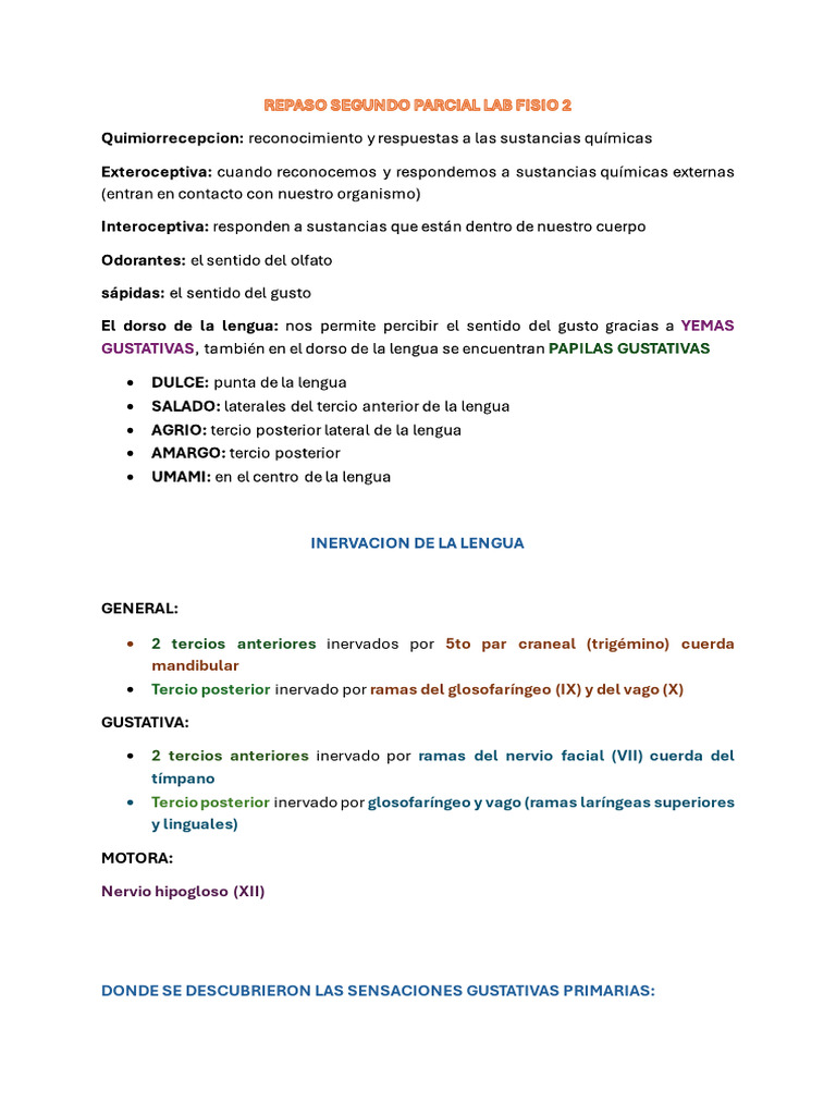 Repaso Lab Fisio2 | PDF | Escuchando | Gusto