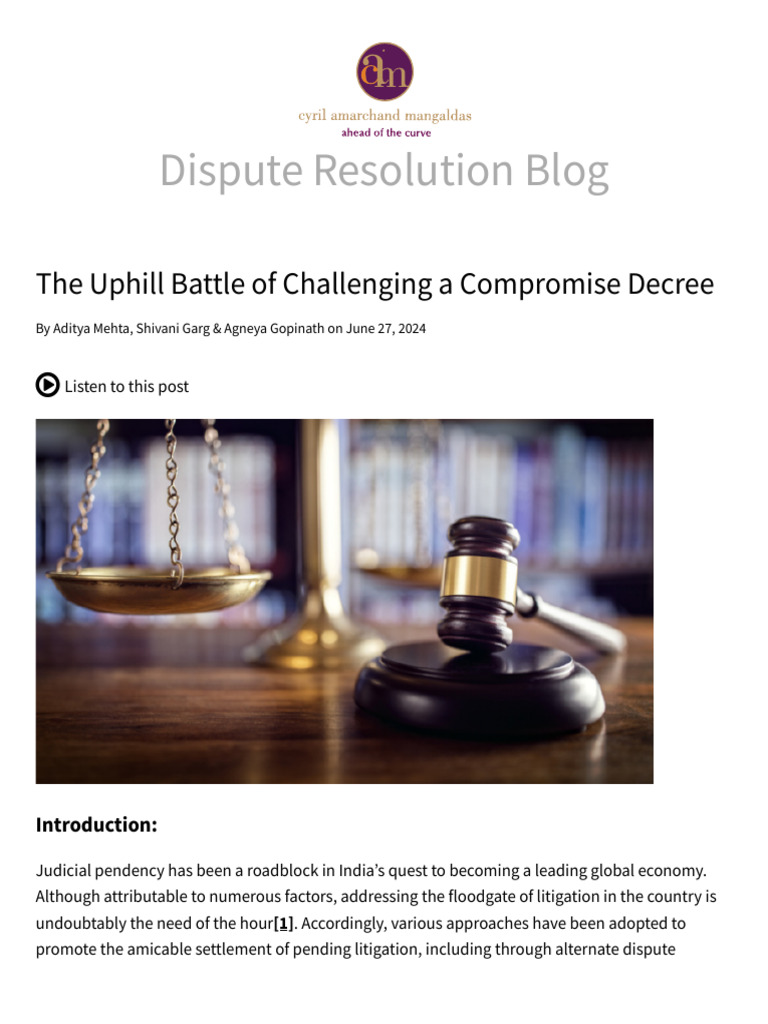 The Uphill Battle of Challenging A Compromise Decree - Dispute ...