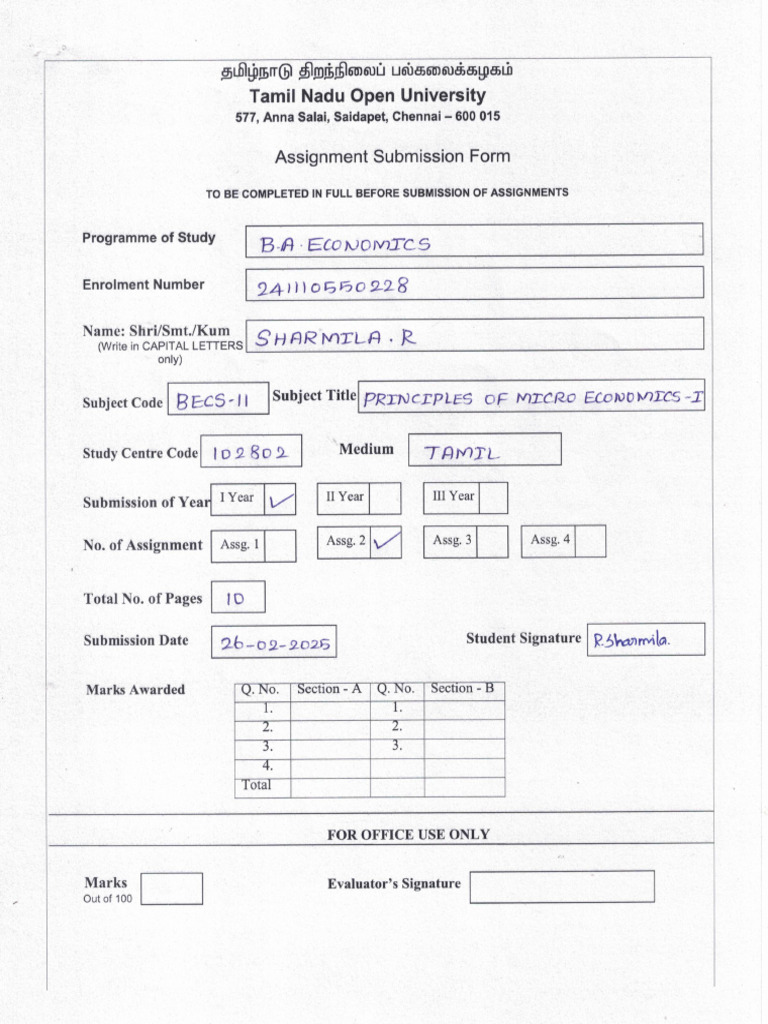 Principles of Micro Economics - I (Assignment-2) | PDF