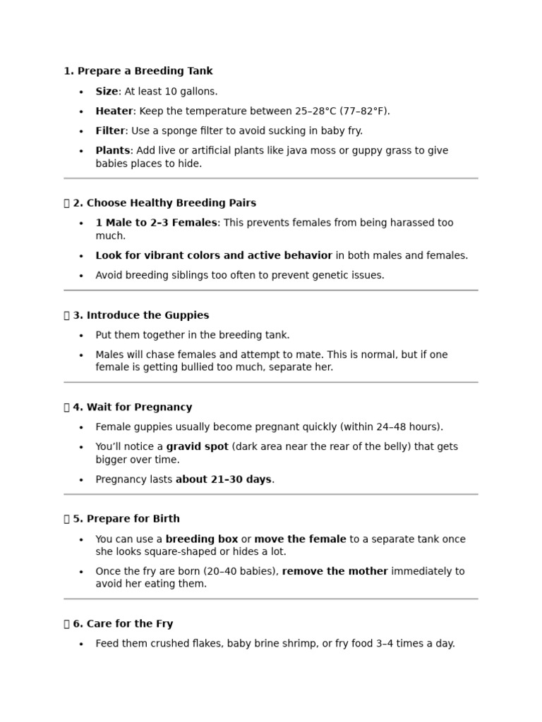 Guppy Breeding Guide: Steps to Success | PDF