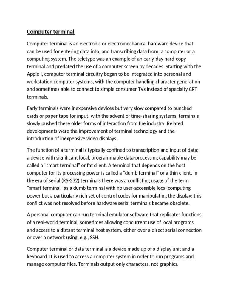 Understanding Computer Terminals and Libraries | PDF | Computer Terminal | Computing