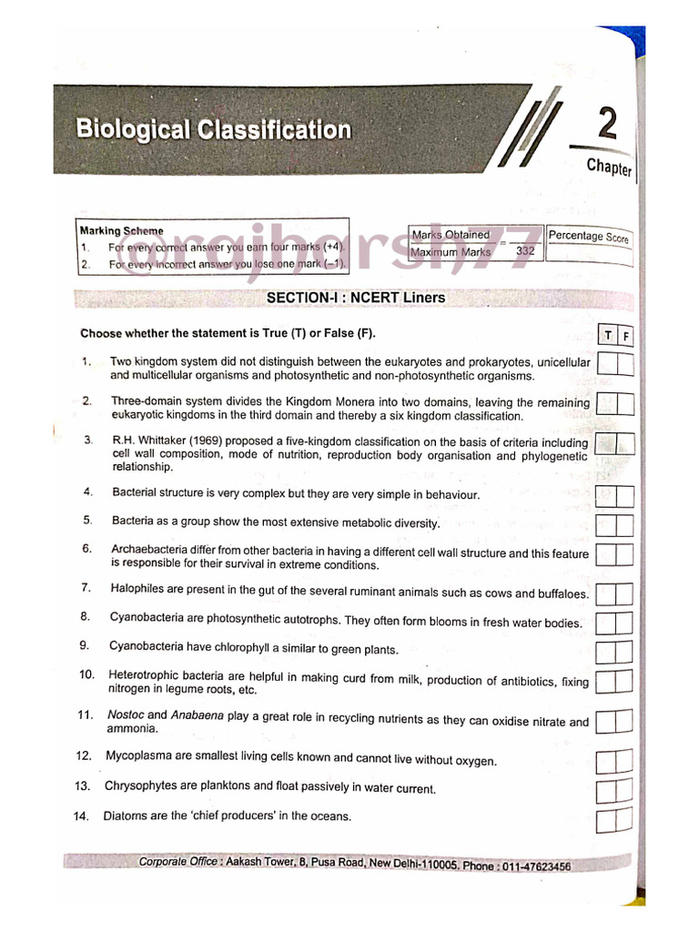 Biological Classification know ur ncert [@rajharsh77] | PDF