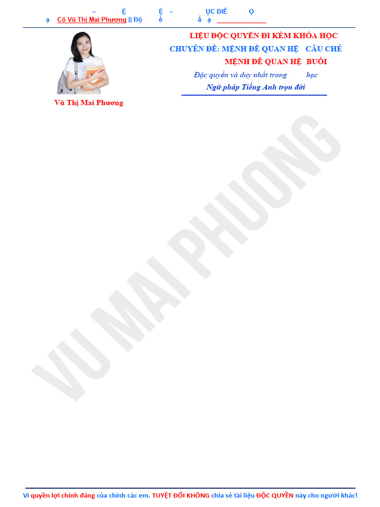 Co Vu Mai Phuong Chuyen de 15 - Thi Online - Menh de Quan He Buoi 03 | PDF | Educational Technology