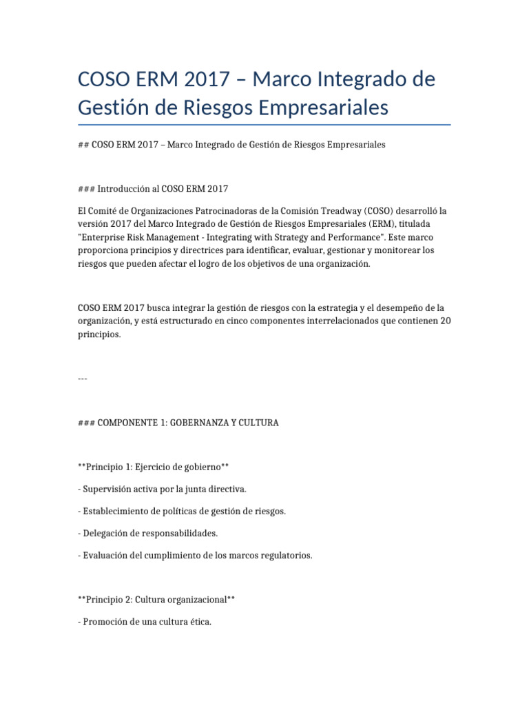 COSO ERM 2017 Detallado | PDF | Business