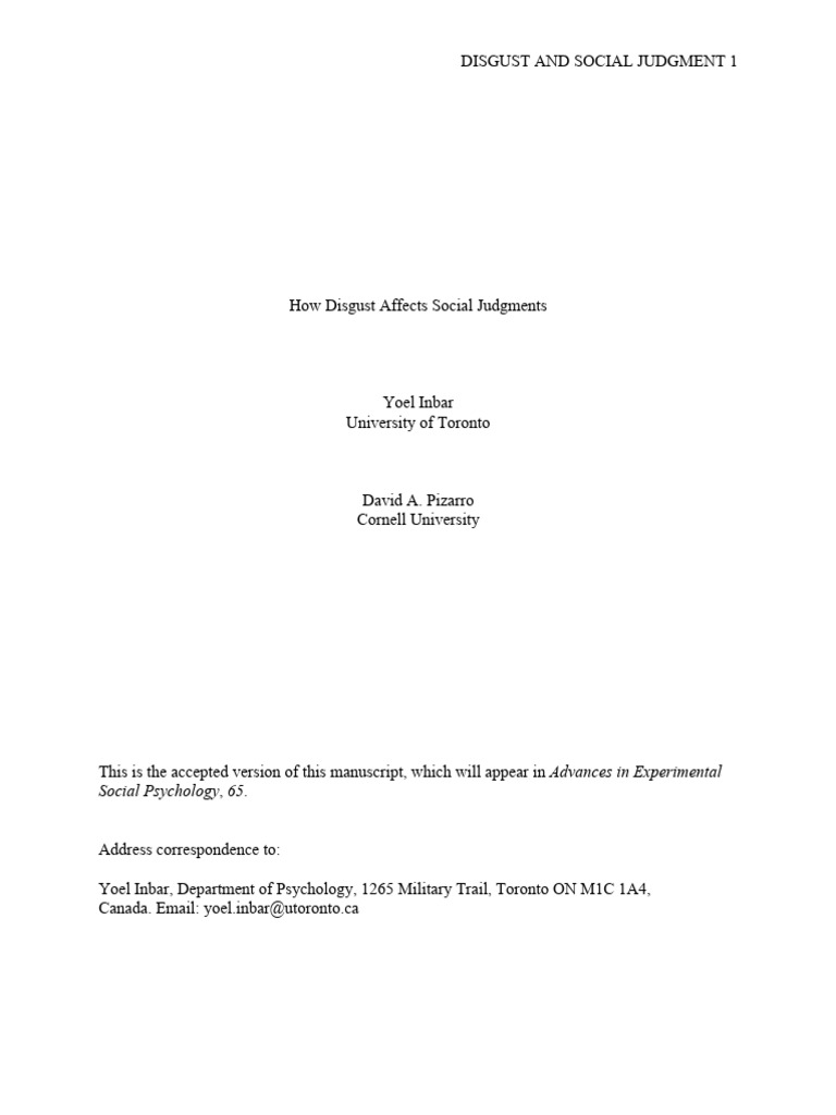 Disgust Advances Accepted Version | PDF | Disgust | Emotions