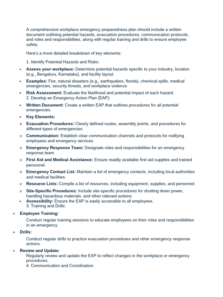 A Comprehensive Workplace Emergency Preparedness Plan Should Include ...