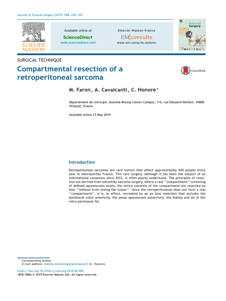 Compartmental Resection of Retroperitoneal Sarcoma | PDF | Medical ...