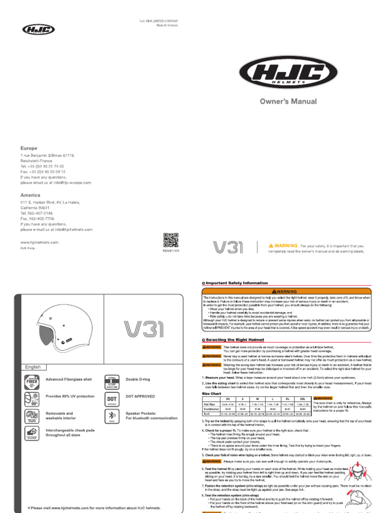 v31 Us Manual-Helmet | PDF