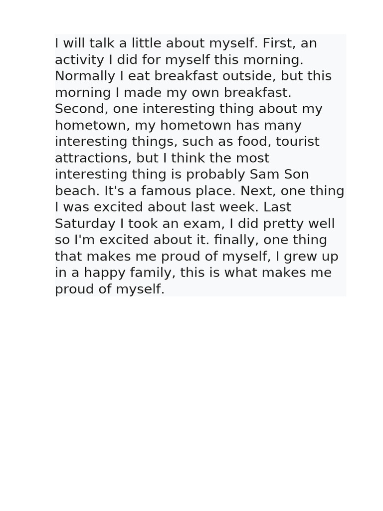 I Will Talk A Little About Myself | PDF