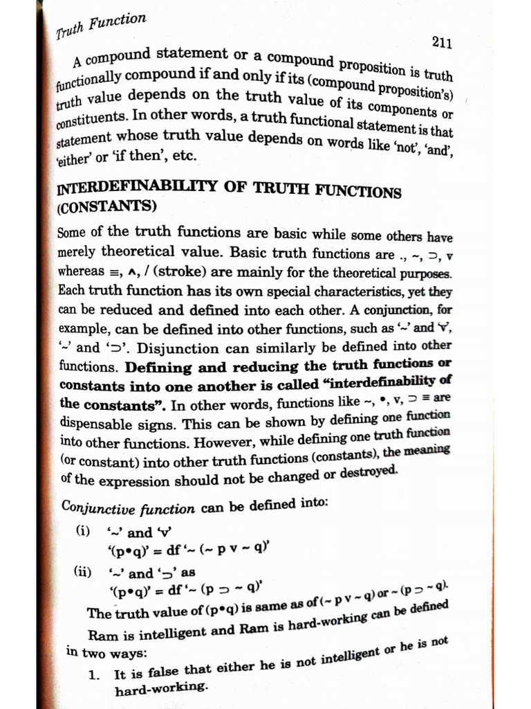 Interdefinability of Truth Functions | PDF