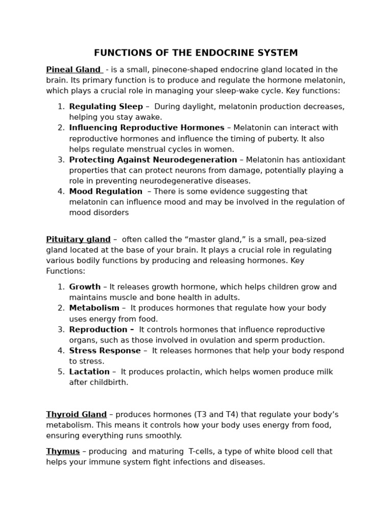 Functions of endocrine system | PDF | Hormone | Endocrine System