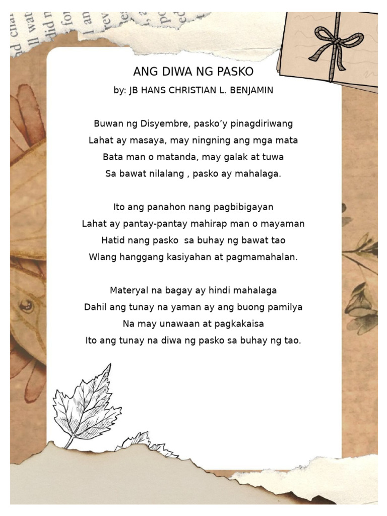 Ang Diwa NG Pasko-Jb Poem | PDF