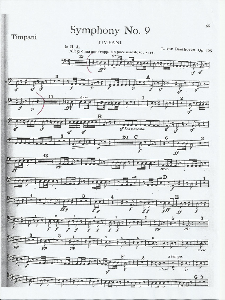 BEETHOVEN L V - Symphony No 9 Timpani - ORQ - TIM - Solo Parte TIM | PDF