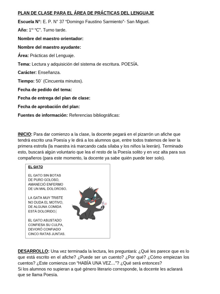 Plan de Clase Lenguaje. | PDF