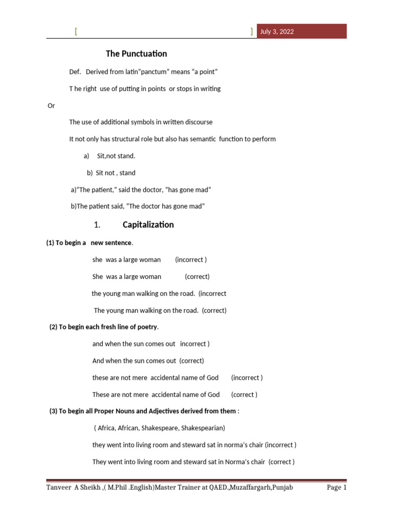 Punctuation Complte Notes | PDF | Question | Comma