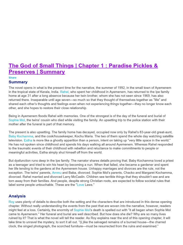 Chapter 1 Summary: Paradise Pickles | PDF | Dalit | Communism