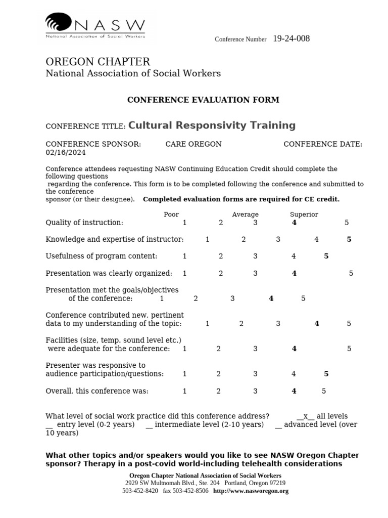 Evaluation Form 2013 | PDF