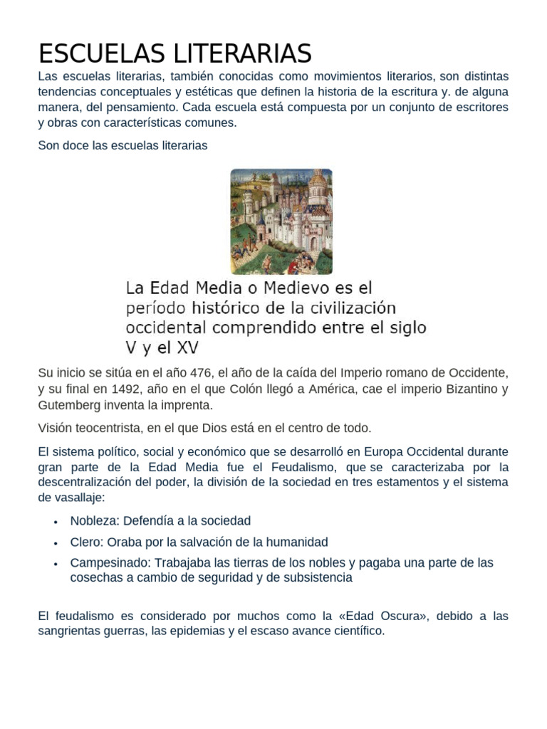 Tipos de Escuelas Literarias | PDF | Renacimiento | Barroco
