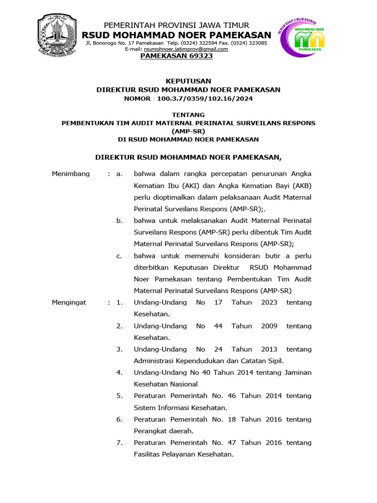 SK Tim Amp-Sr RSMN Tahun 2025 Fix Signed Share | PDF