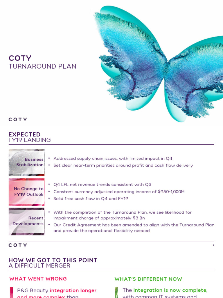Coty Turnaround Plan Overview | PDF | Brand | Business Economics