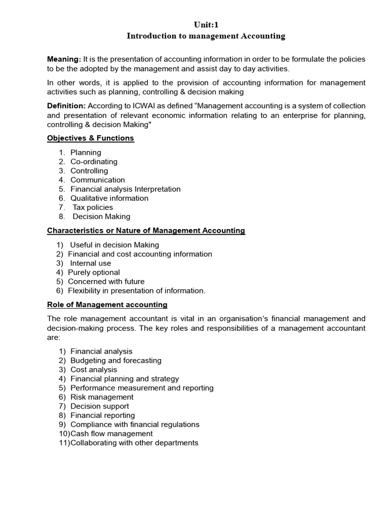 Introduction To Management Accounting Pdf Management Accounting