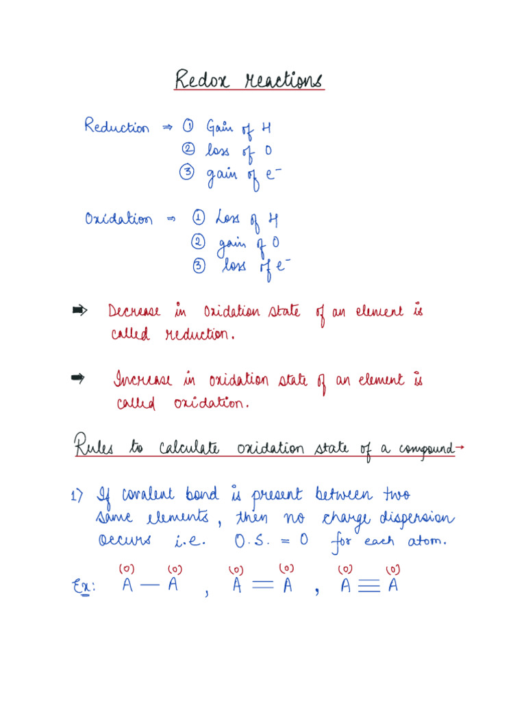 Redox Reaction 1 Pdf