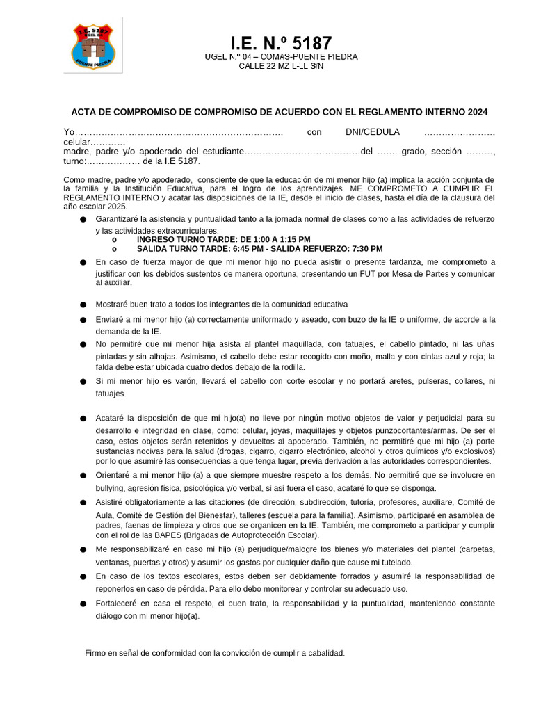 Actas de Compromiso-2025 | PDF